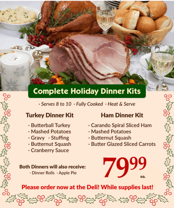 Order Your Complete Turkey or Ham Dinner Today! - Market Basket